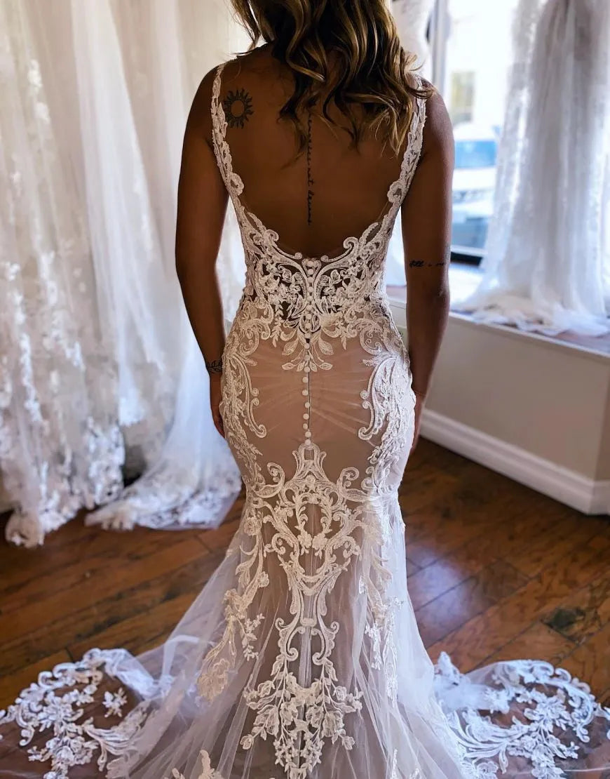 Mermaid Wedding Dress With Appliques – BL Dress