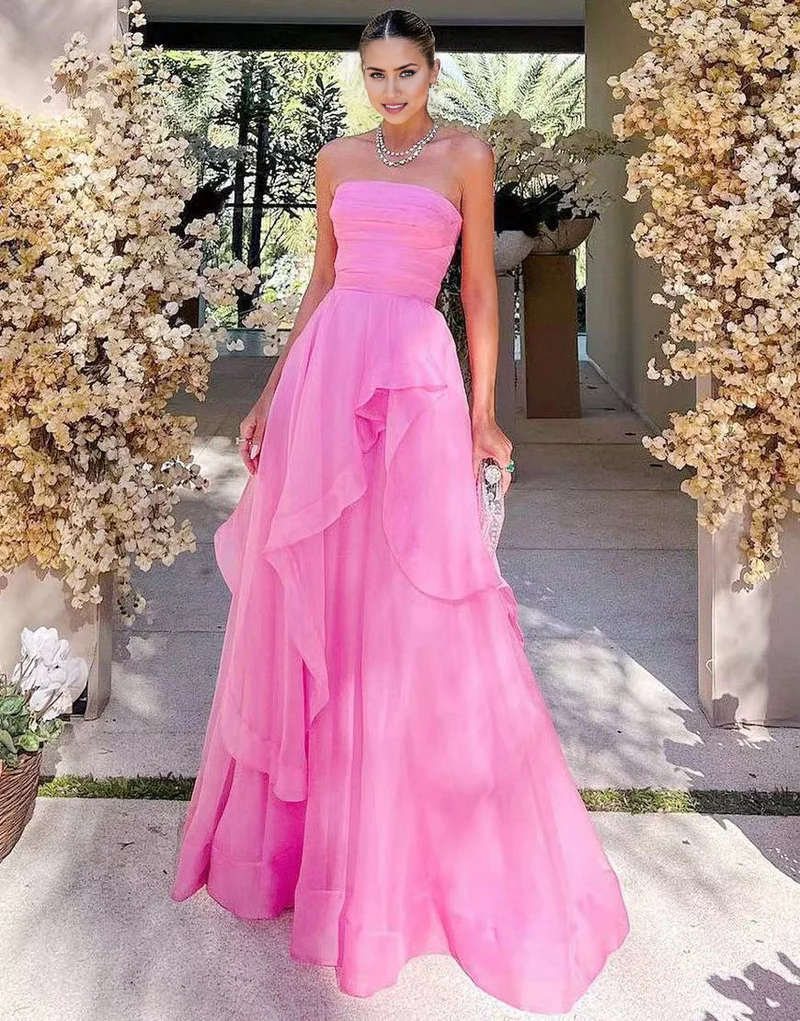 A Line Strapless Organza Prom Dress – BL Dress