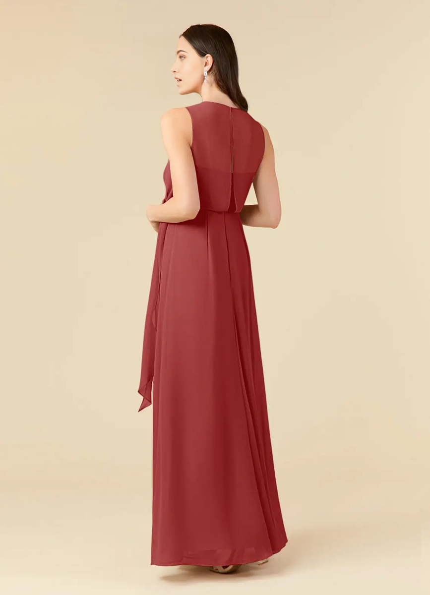 A-Line Scoop Pleated Chiffon Rust formal dresses evening dress Mother ...