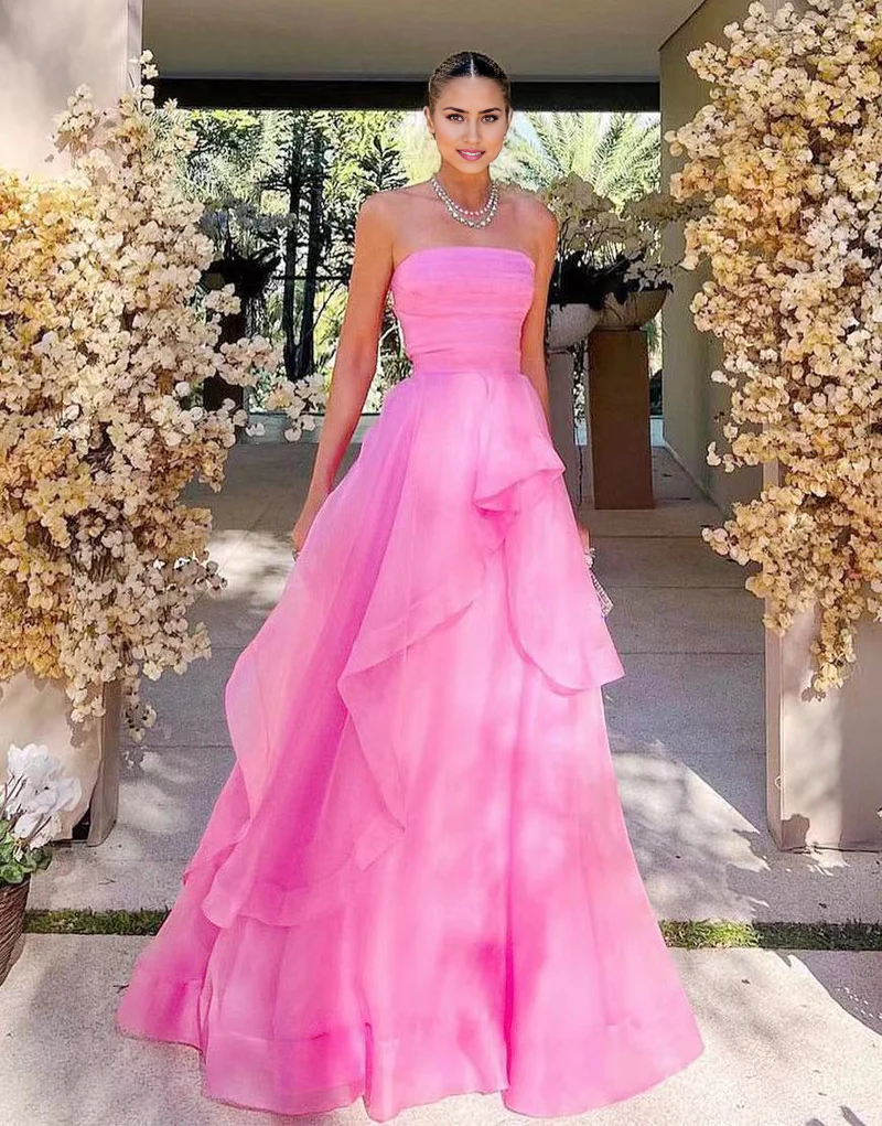 A Line Strapless Organza Prom Dress – BL Dress