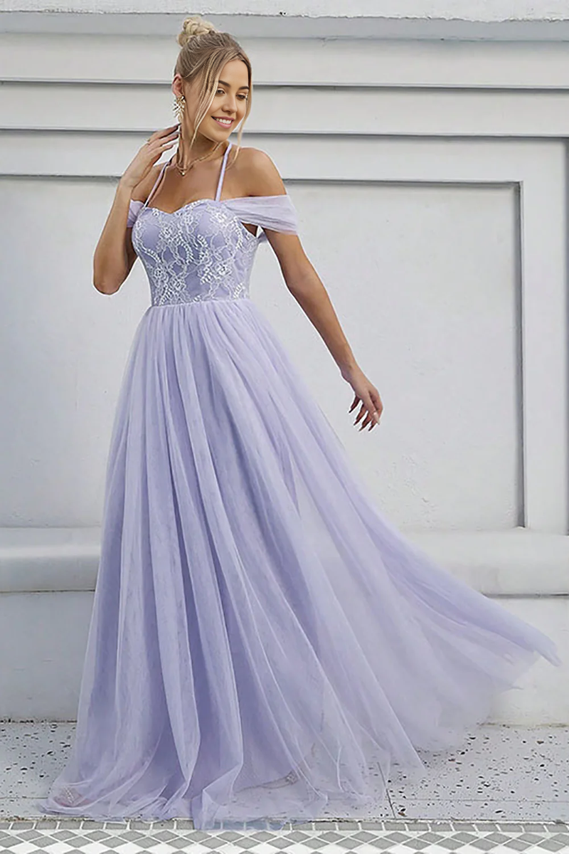A-Line Tulle Long Formal Dress Prom Dresses – BL Dress