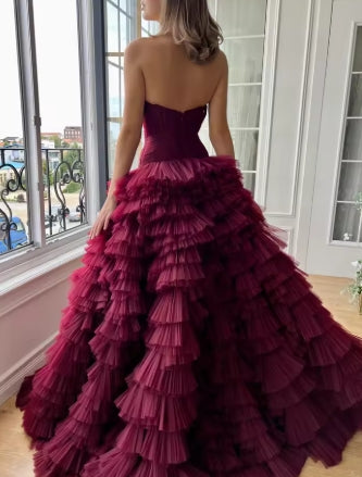 Elegant Princess Strapless Multilayer Robes Party Dresses Ball Gown Pr ...