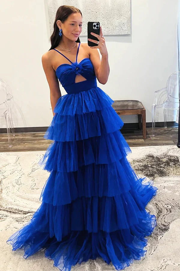 A-line Tulle Layers Long Formal Dress Princess Prom Dresses – BL Dress