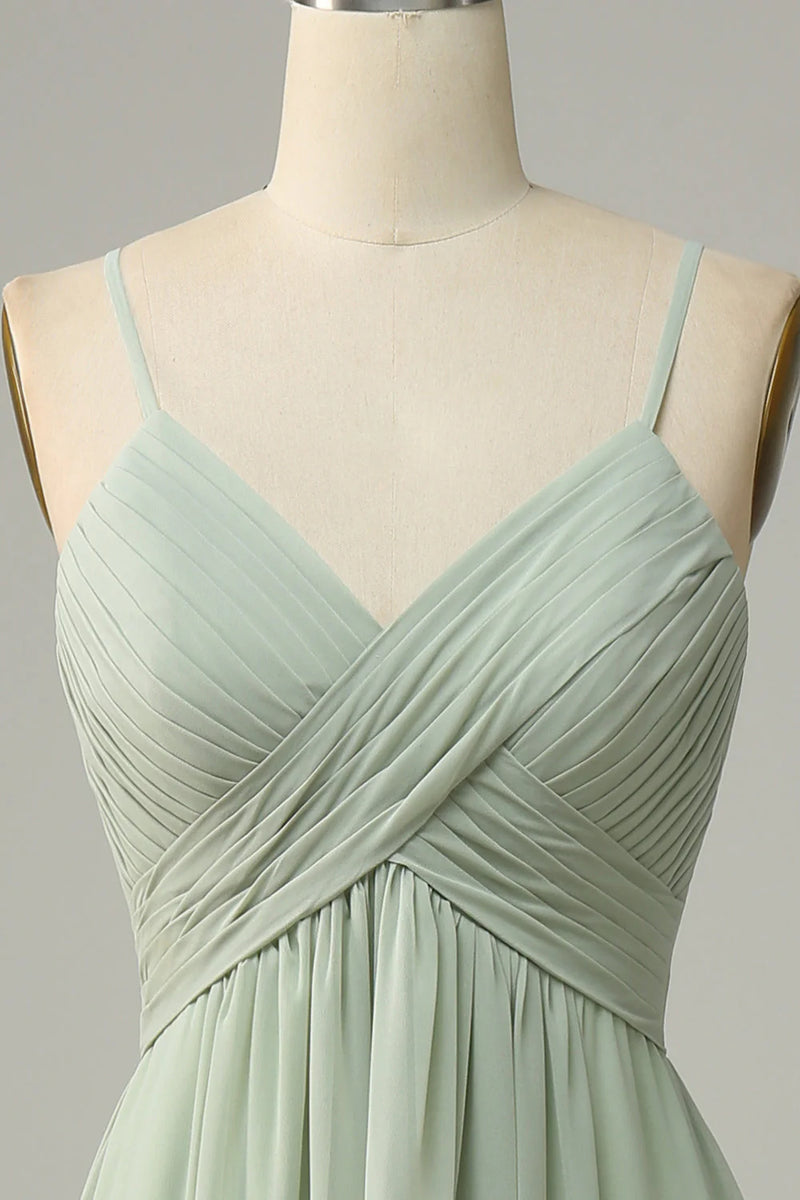 Spaghetti Straps Sleeveless Bridesmaid Dress – BL Dress