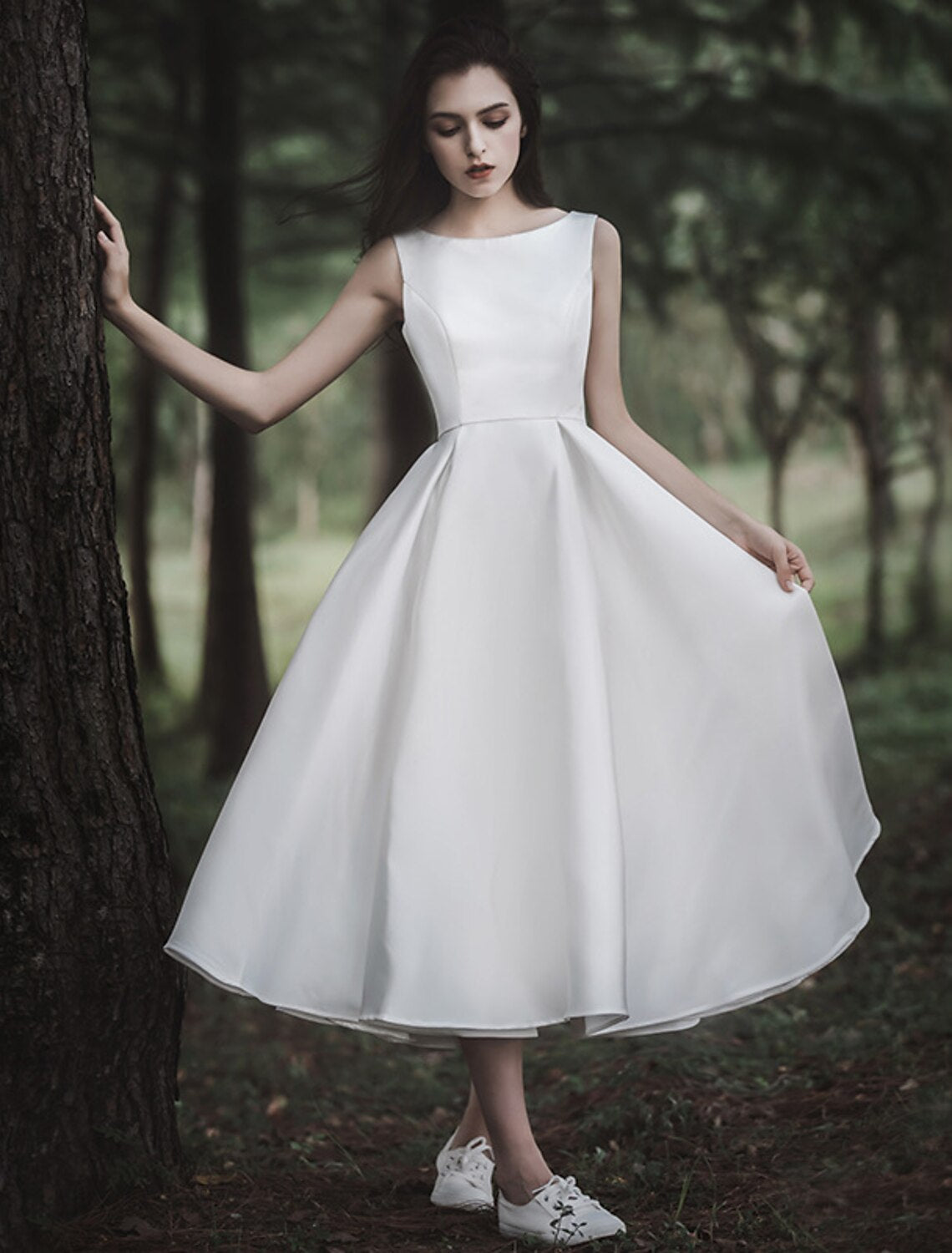 Reception Little White Dresses Wedding Dresses A-Line Scoop Neck Sleev ...