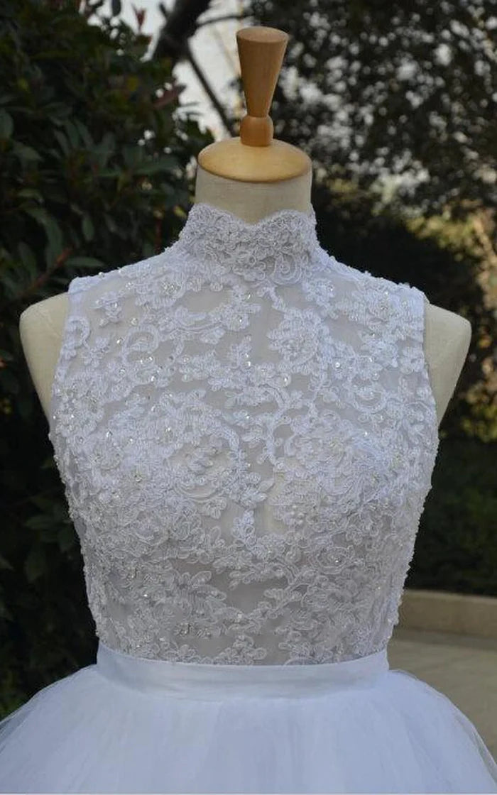 Tulle Lace Dress With Beading Keyhole Back – BL Dress