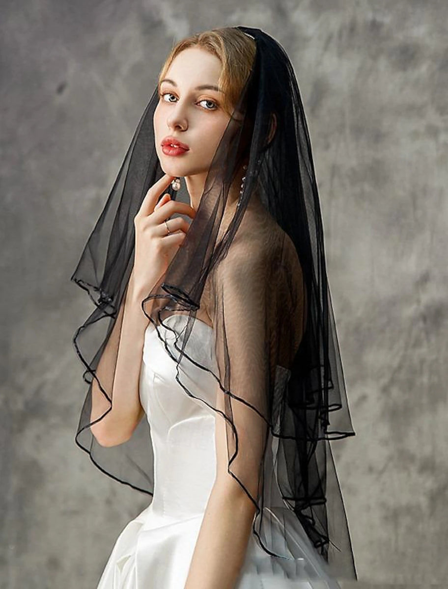 Two-tier / European Style Wedding Veil Elbow Veils with Tier / Pure Co ...
