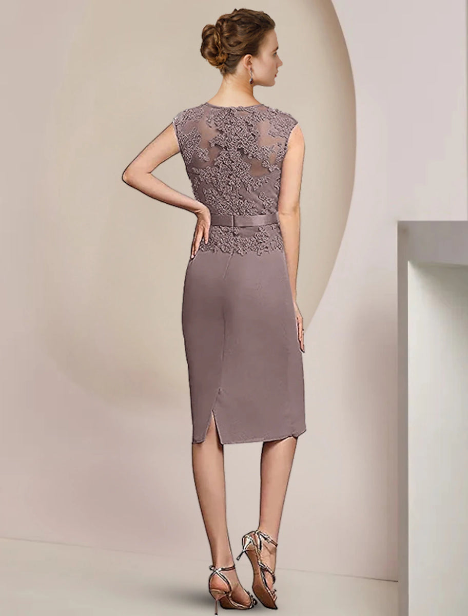 Two Piece Sheath / Column Mother of the Bride Dress Formal Wedding Gue ...