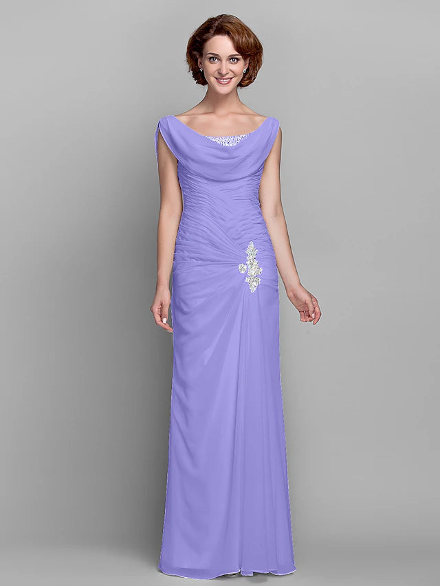 Sheath / Column Mother of the Bride Dress Vintage Inspired Cowl Neck F ...