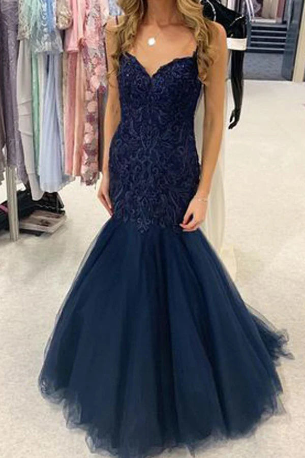 Mermaid Sweetheart Long Prom Dresses with Lace Evening Dresses – BL Dress